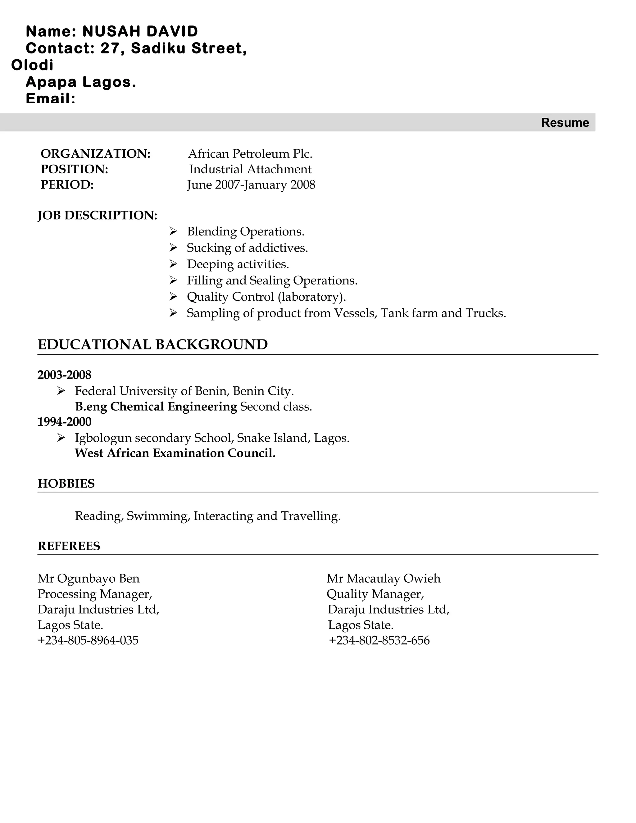 resume update | PDF