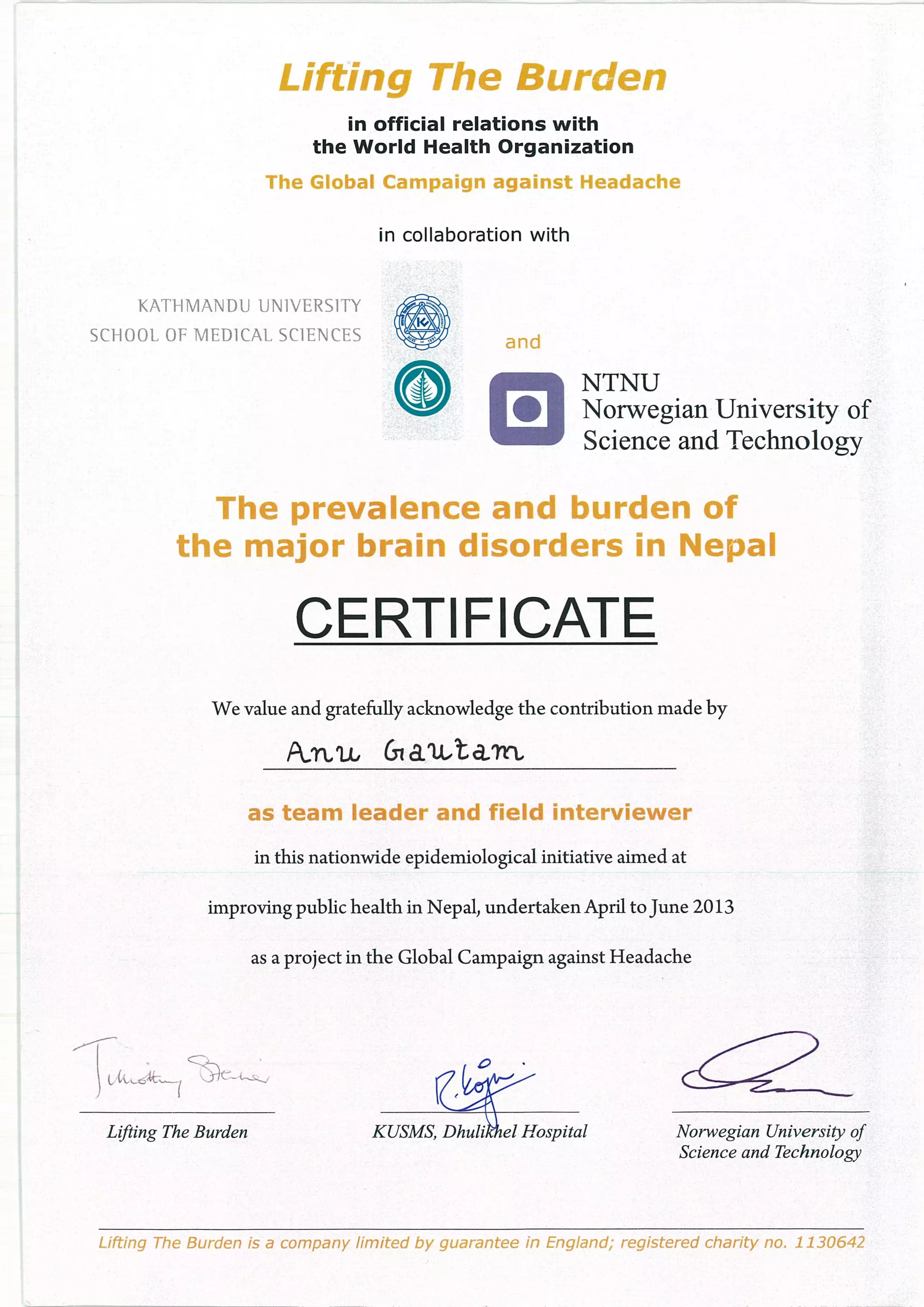 Acknowledgement of contribution | PDF