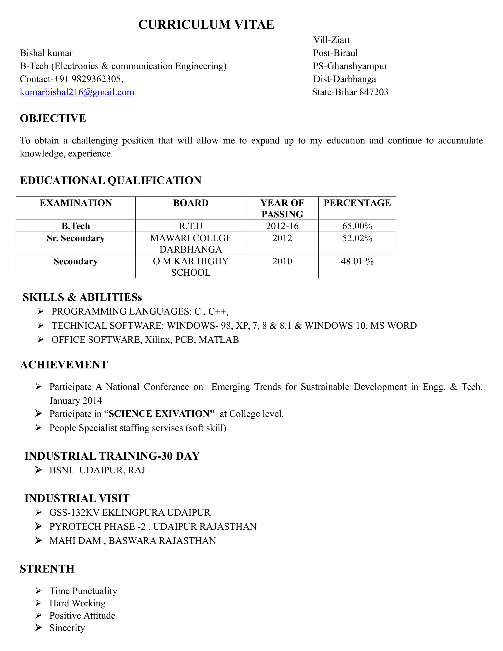 Bishal kumarcurriculum vitae_2 | PDF