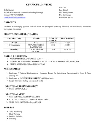 Bishal kumarcurriculum vitae_2 | PDF