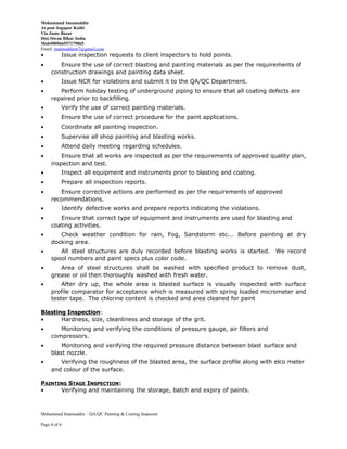 QA_QC PAINTING & COATING INSPECTOR - MOHAMMED IMAMUDDIN | DOC