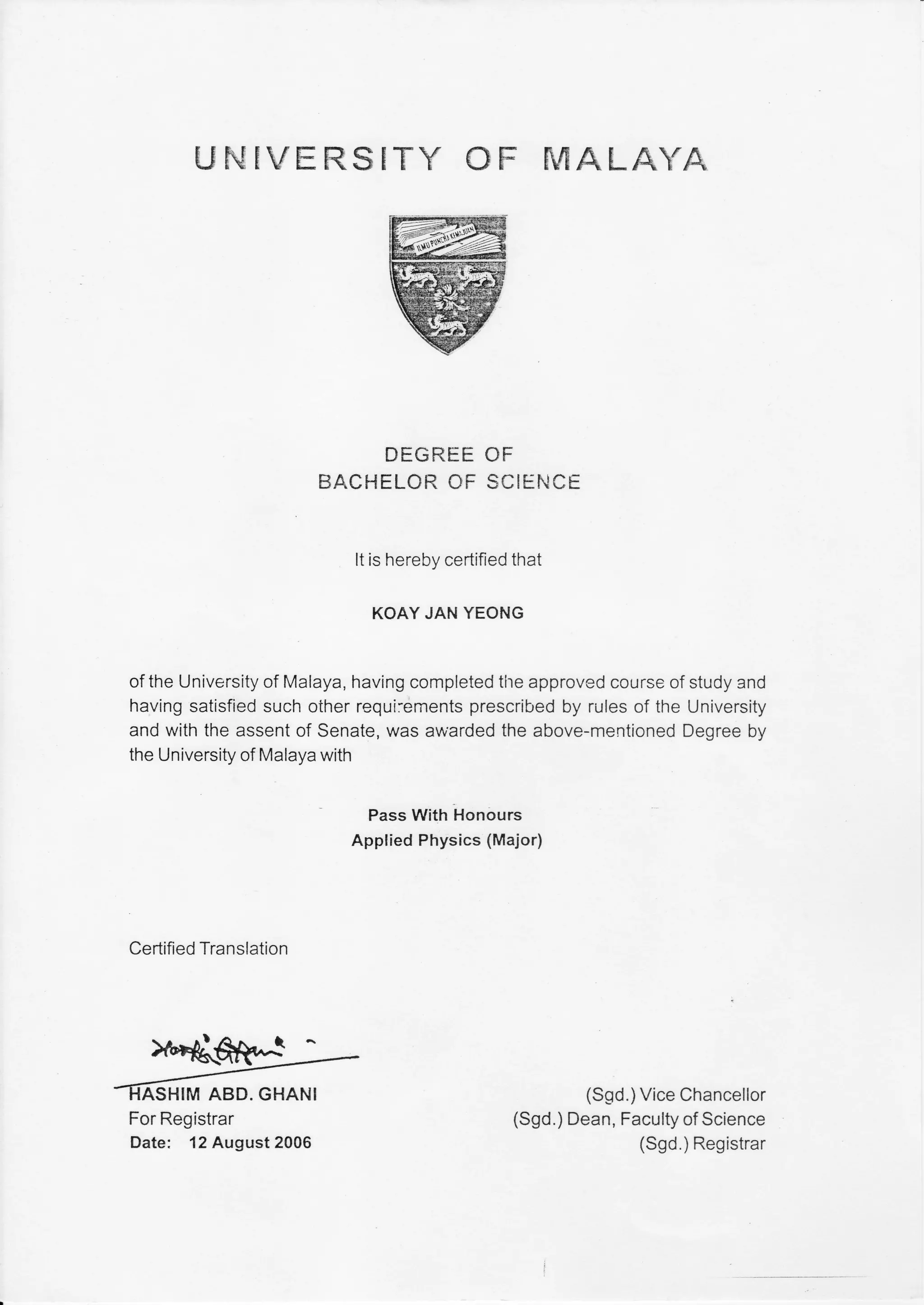 Degree of Bachelor of Science | PDF