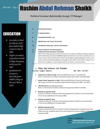 Hashim Shaikh | DOCX | IT and Internet Support | Internet