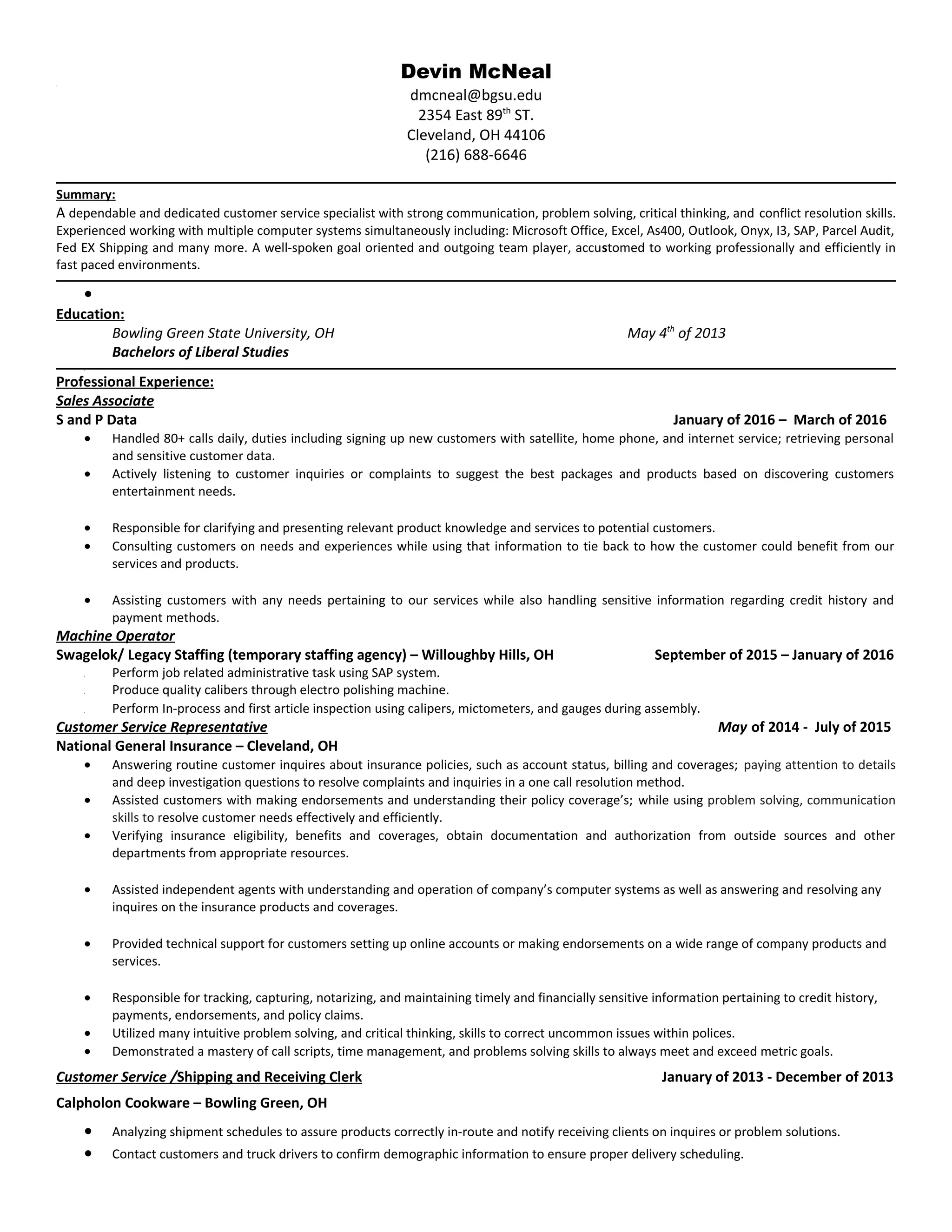 Devin McNeal CS Resume | DOC