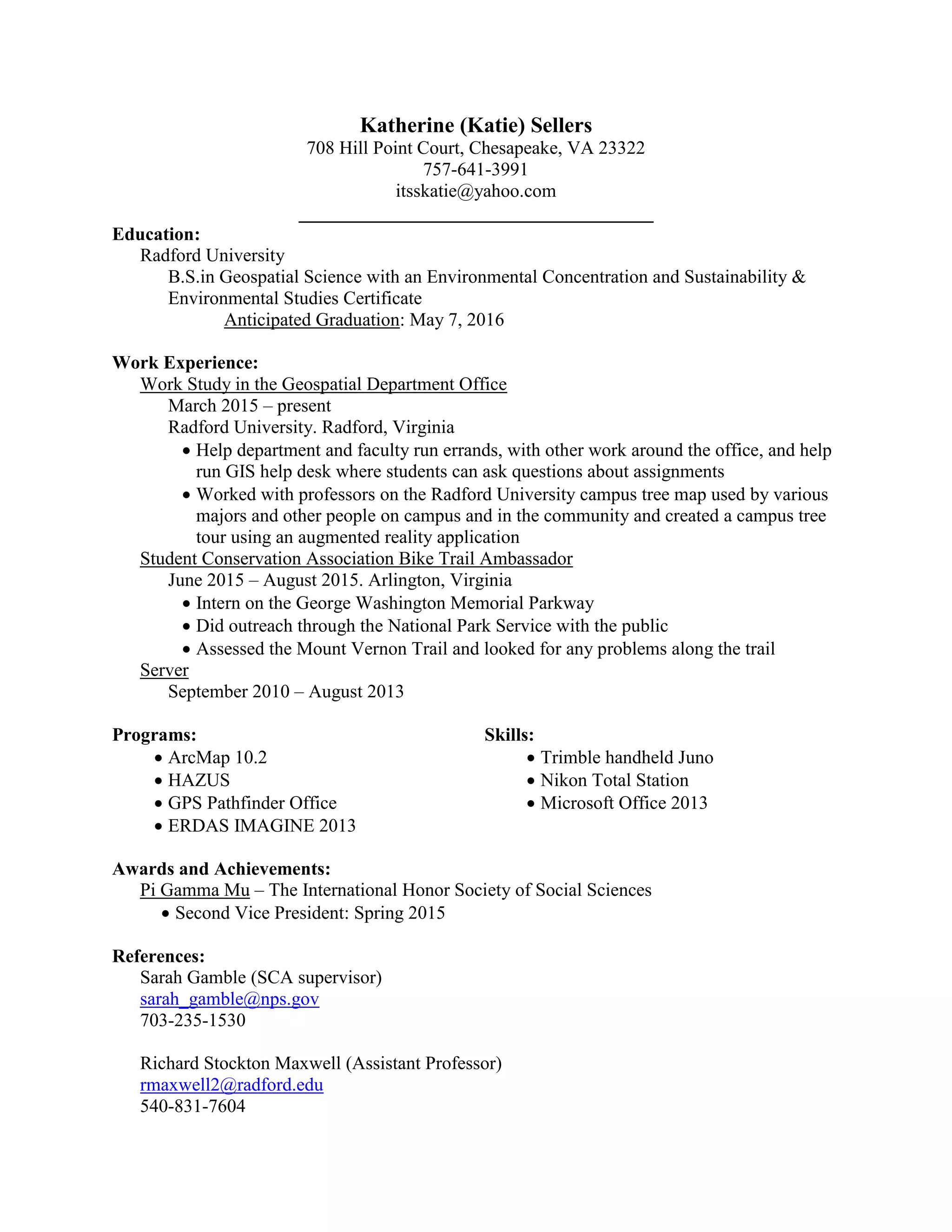 Sellers_Resume | PDF | Geography | Science
