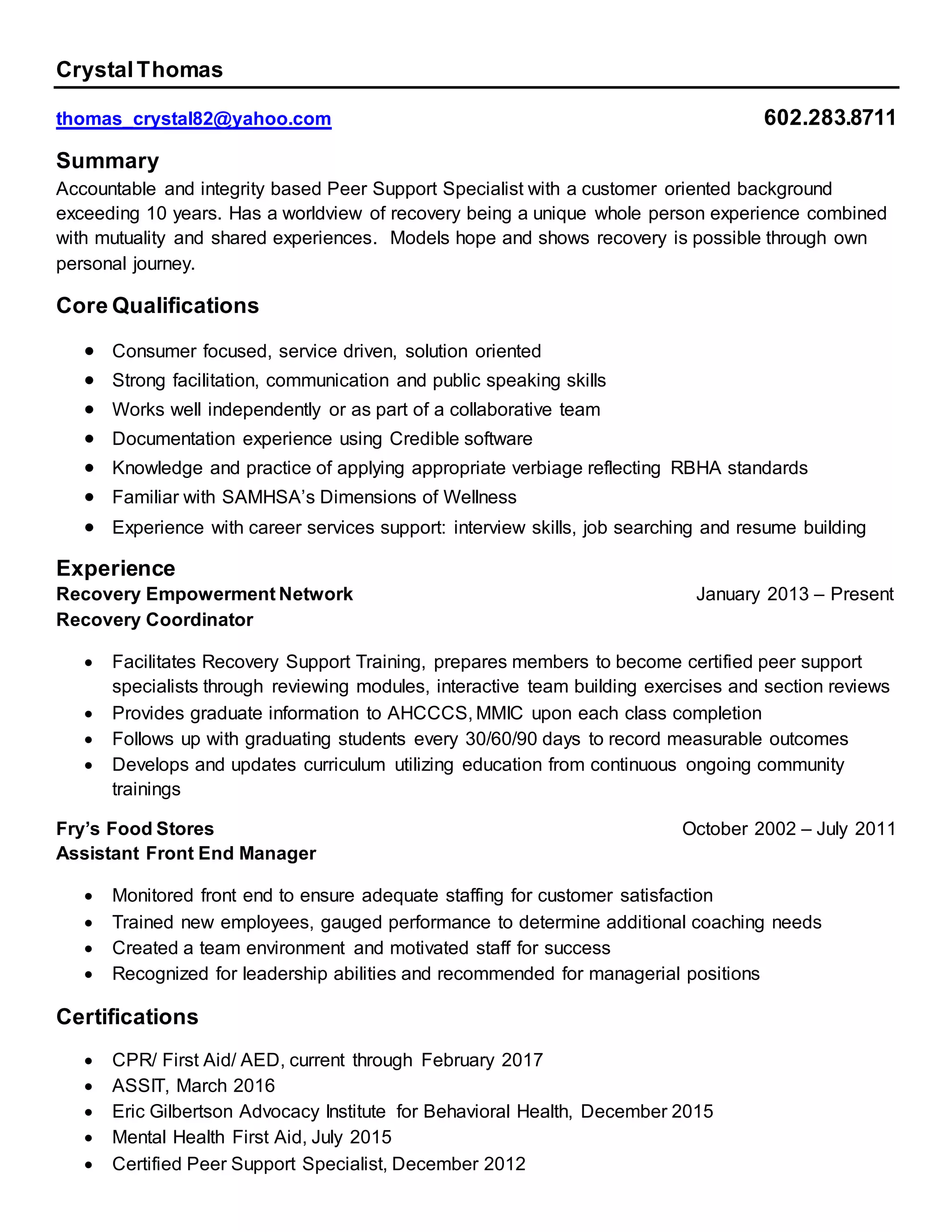 Crystal resume 2016 | DOCX