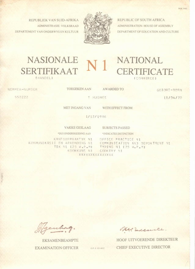 National N1 Certificate Commerce 1986 | PDF