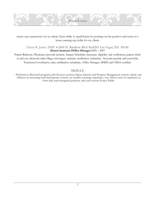 Michele R Curren Resume | DOCX | Hotels and Motels | Travel Type