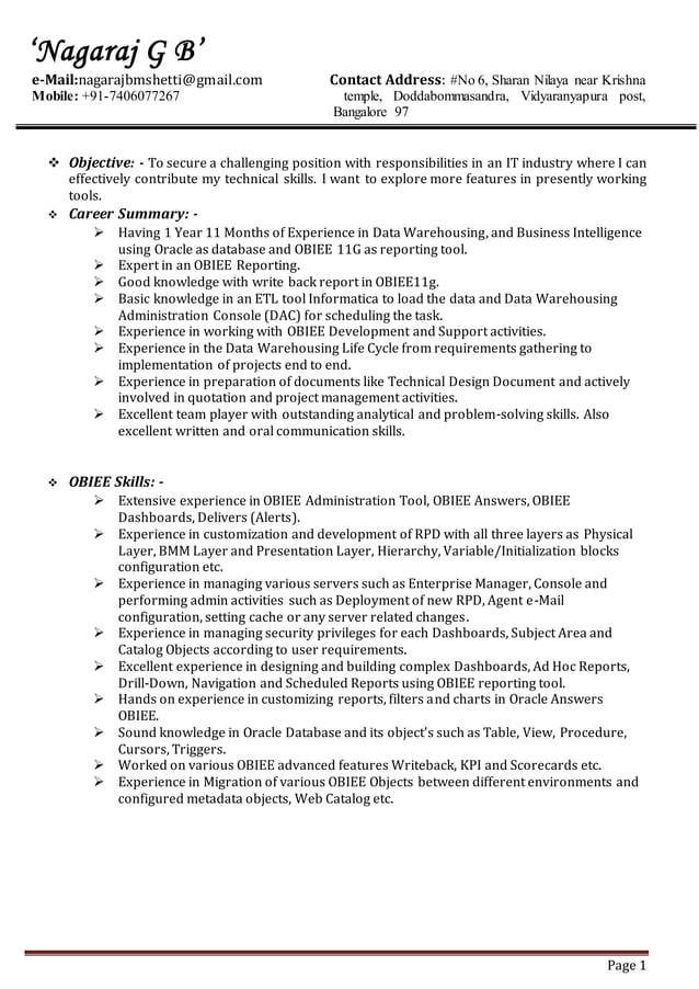 Resume - Nagaraj G B | PDF
