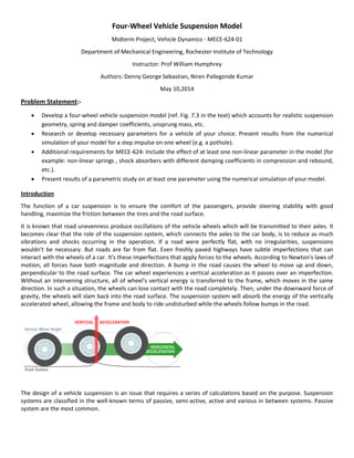 Four-Wheel Vehicle Suspension Model | PDF