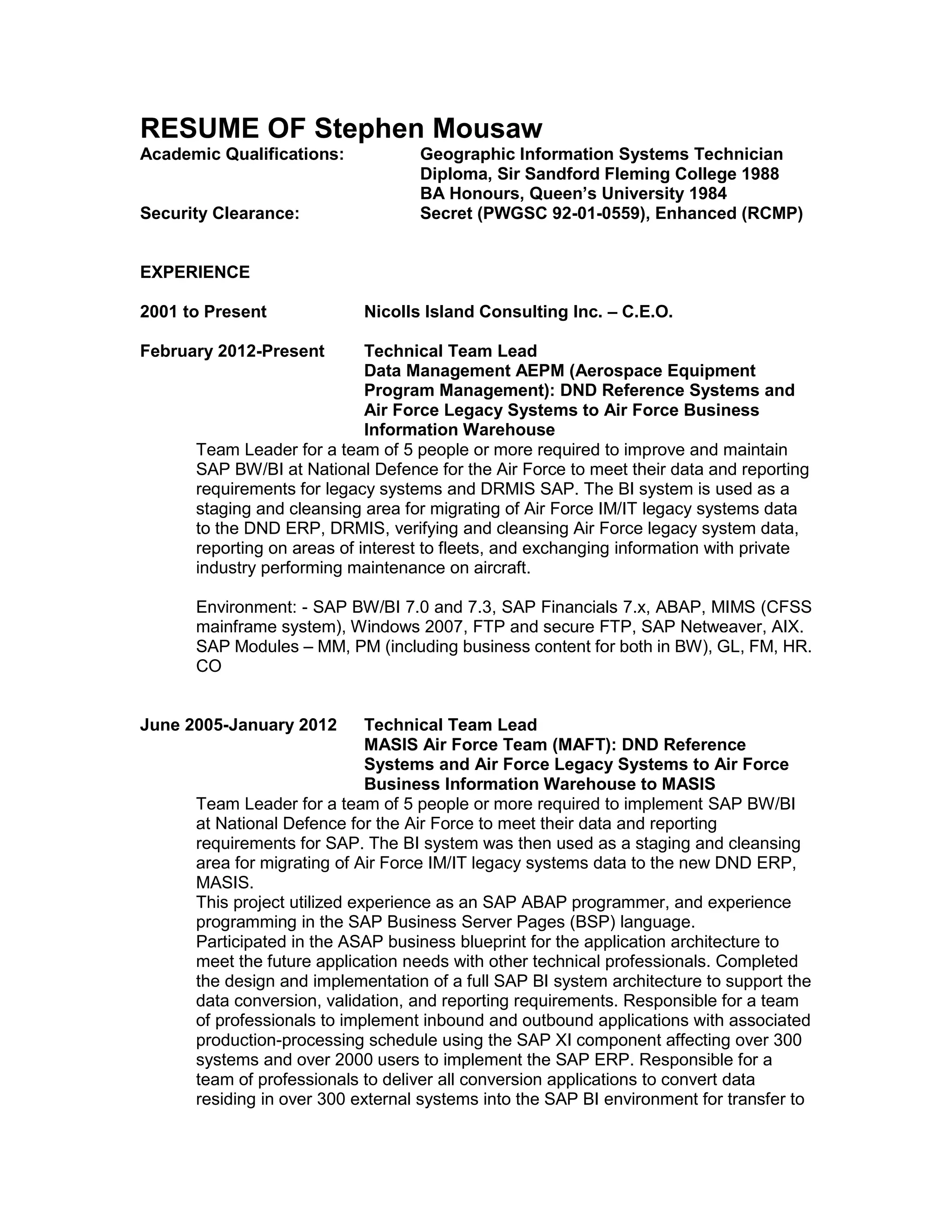 StephenMousaw-Resume Sept2015 | PDF