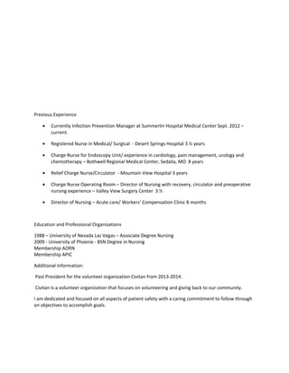 Resume | DOC | Infectious Diseases | Diseases and Conditions