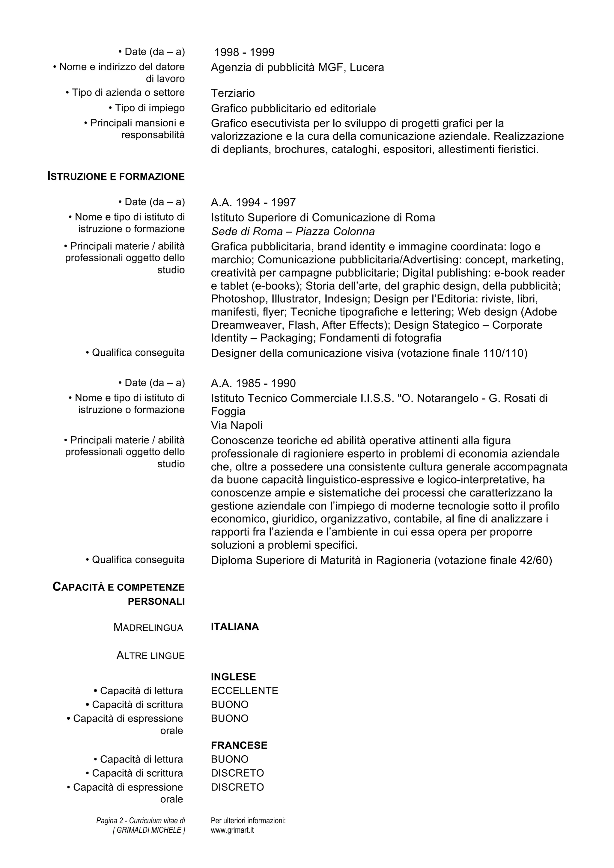 CV-GRIMALDI MICHELE-RMA | PDF