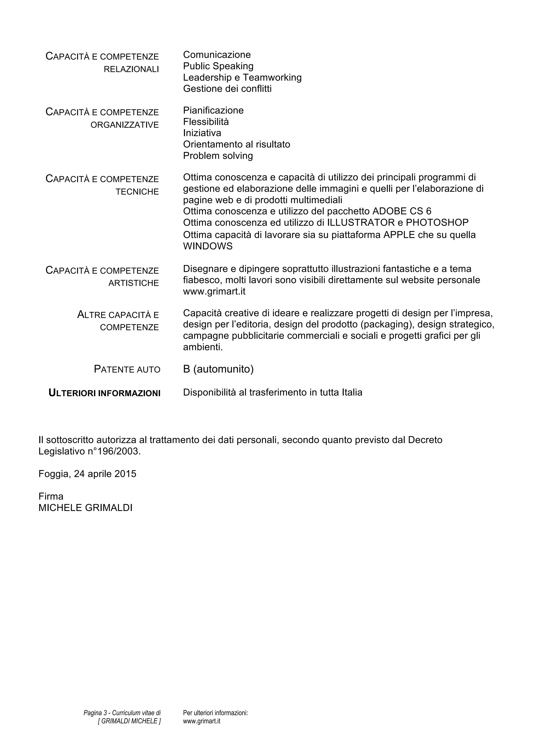 CV-GRIMALDI MICHELE-RMA | PDF