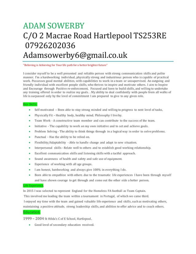 Adam Sowerby CV | DOCX