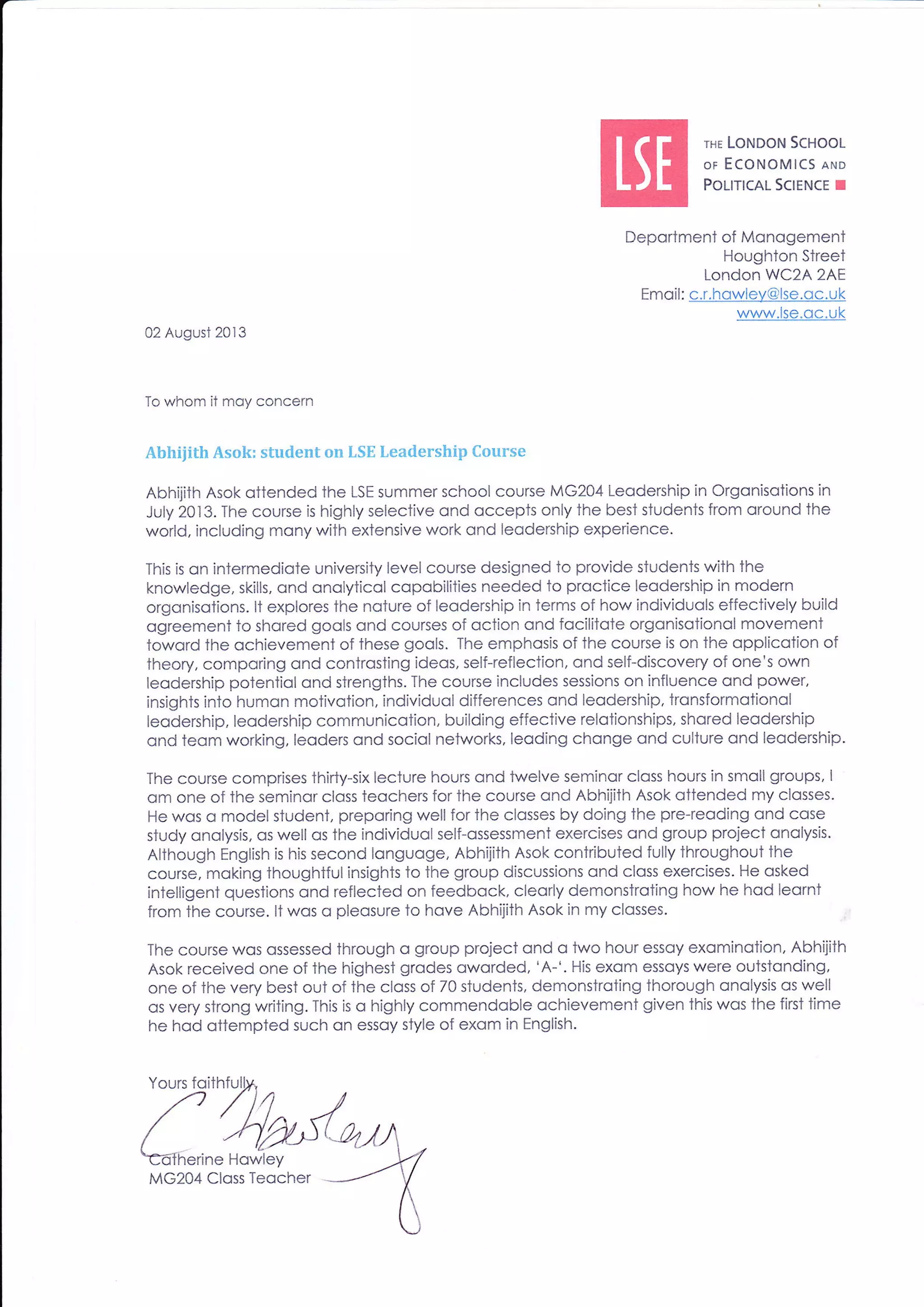 letter for Abhijith Asok | PDF