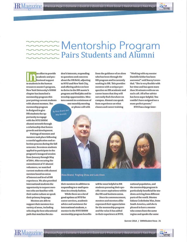 HR Magazine - NYU Mentoring Program | PDF