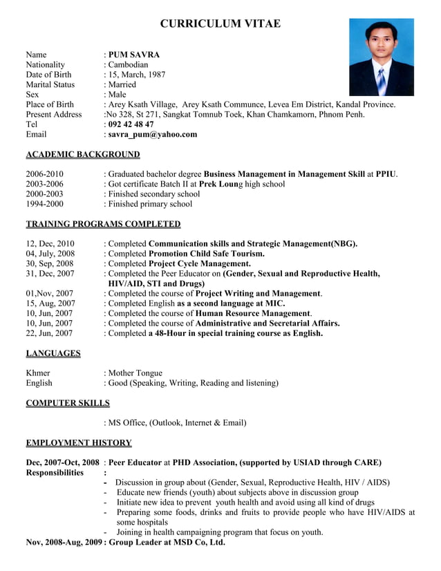 CV (Savra Pum Mr.) | PDF