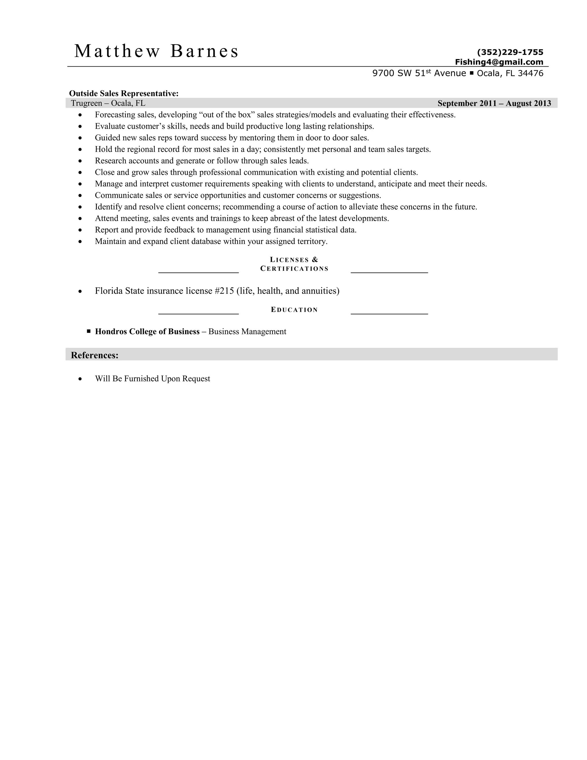 Matthew Barnes Resume | PDF