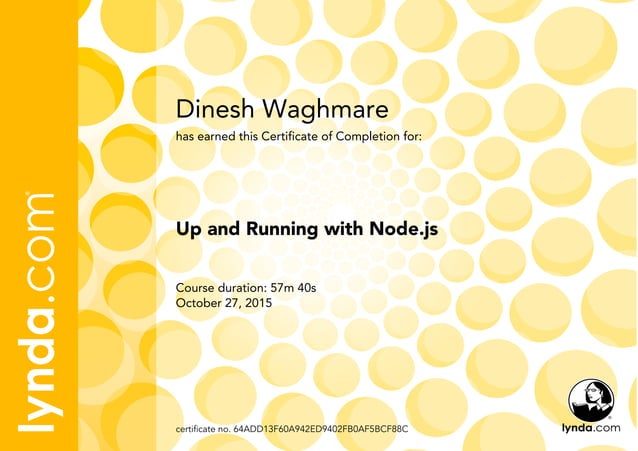 UpandRunningwithNodejs_CertificateOfCompletion | PPT