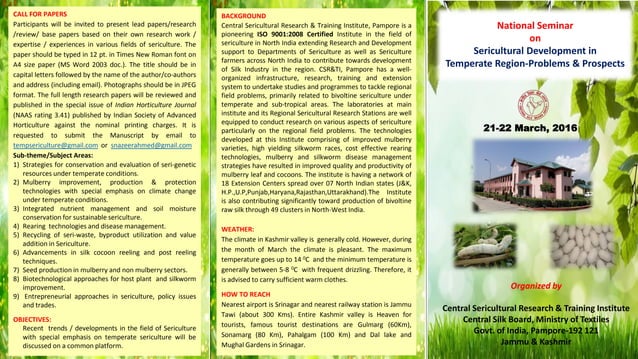 NATIONAL SEMINAR-BROCHURE-PAMPORE | PDF | Agriculture | Industries