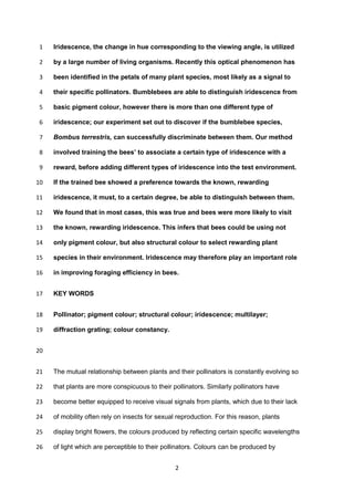 Can Bumblebees Distinguish Between Different Types of Iridescence | PDF