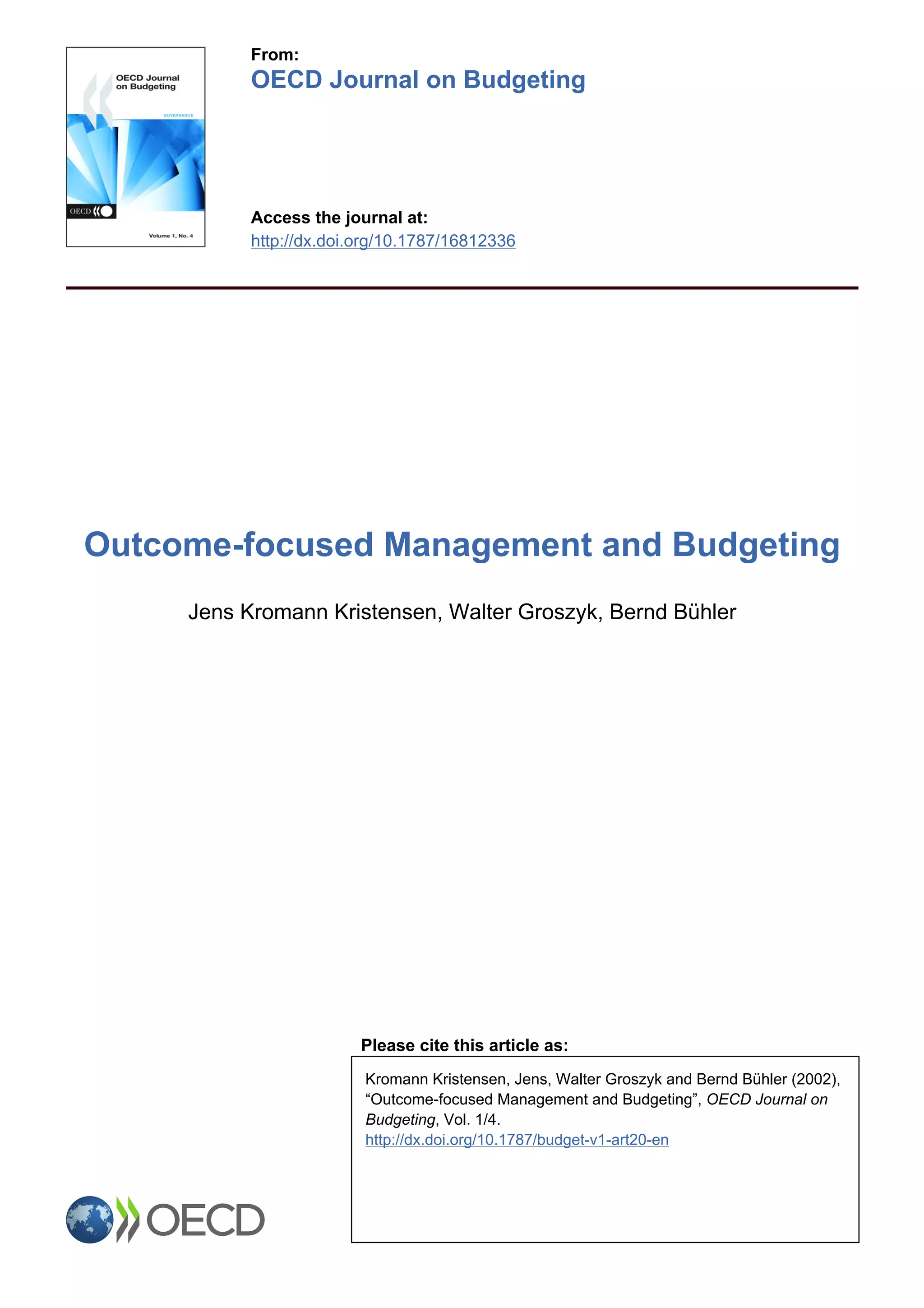 Outcome-focused Management and Budgeting | PDF