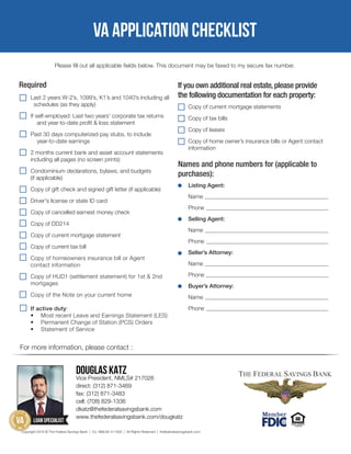 DouglasKatz_Checklist_-_VA_Loan | PDF