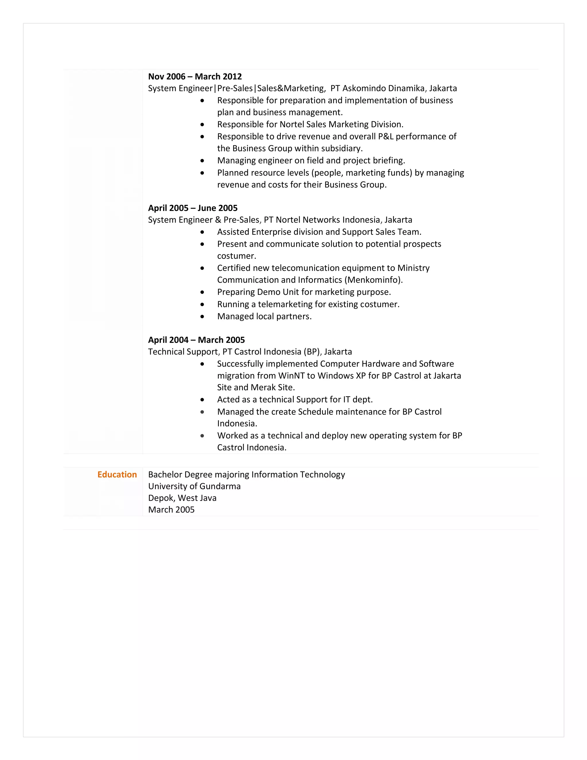 Mahdi_Rinaldi CV Aplication | PDF | Business Administration | Business