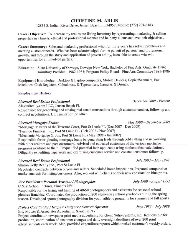 Resume for REO Listings | PDF