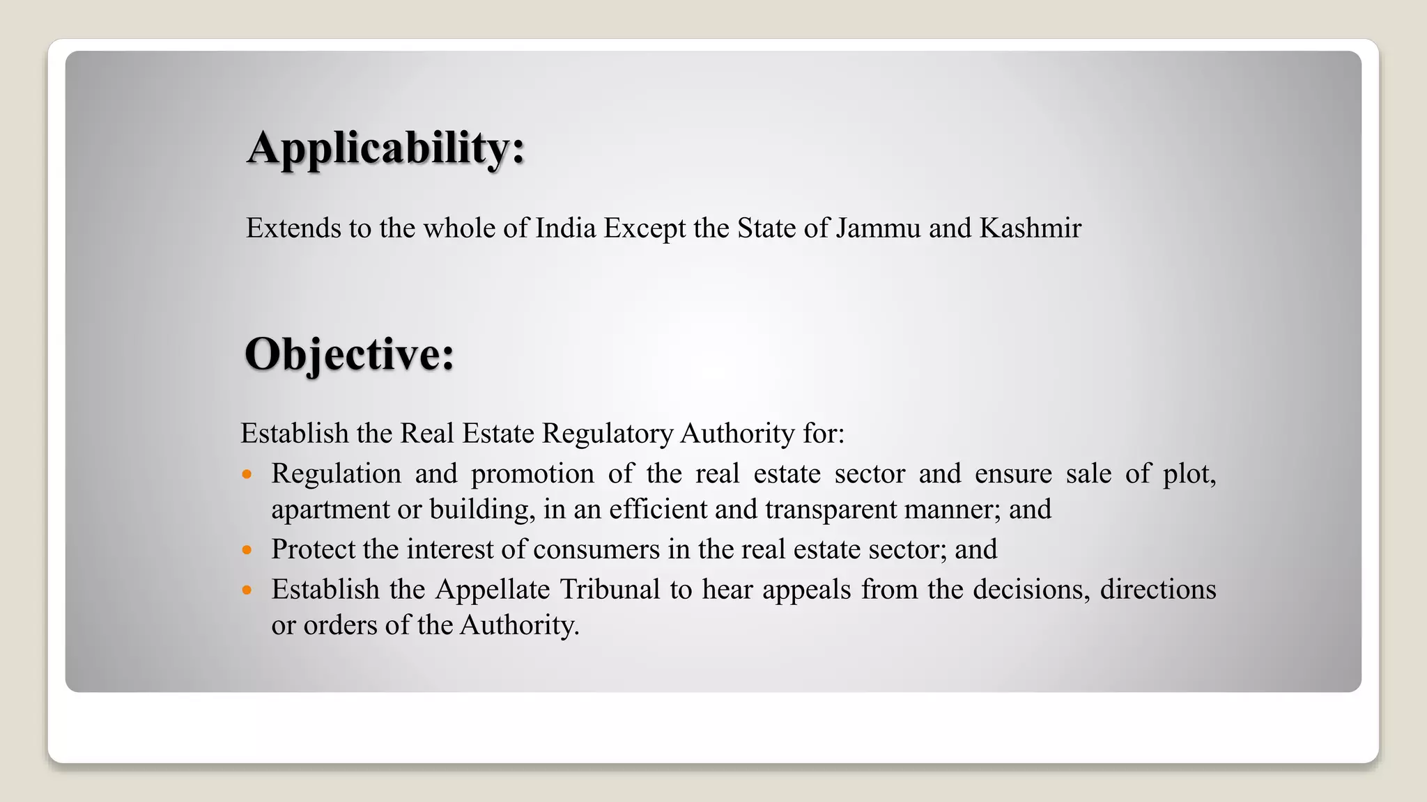 THE REAL ESTATE (REGULATION AND DEVELOPMENT) | PPTX