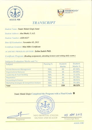 TRANSCRIPT MBA | PDF