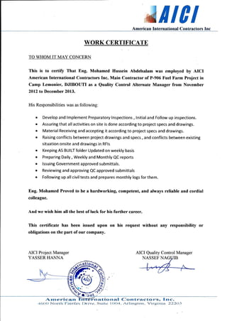 AICI-work certificate | PDF