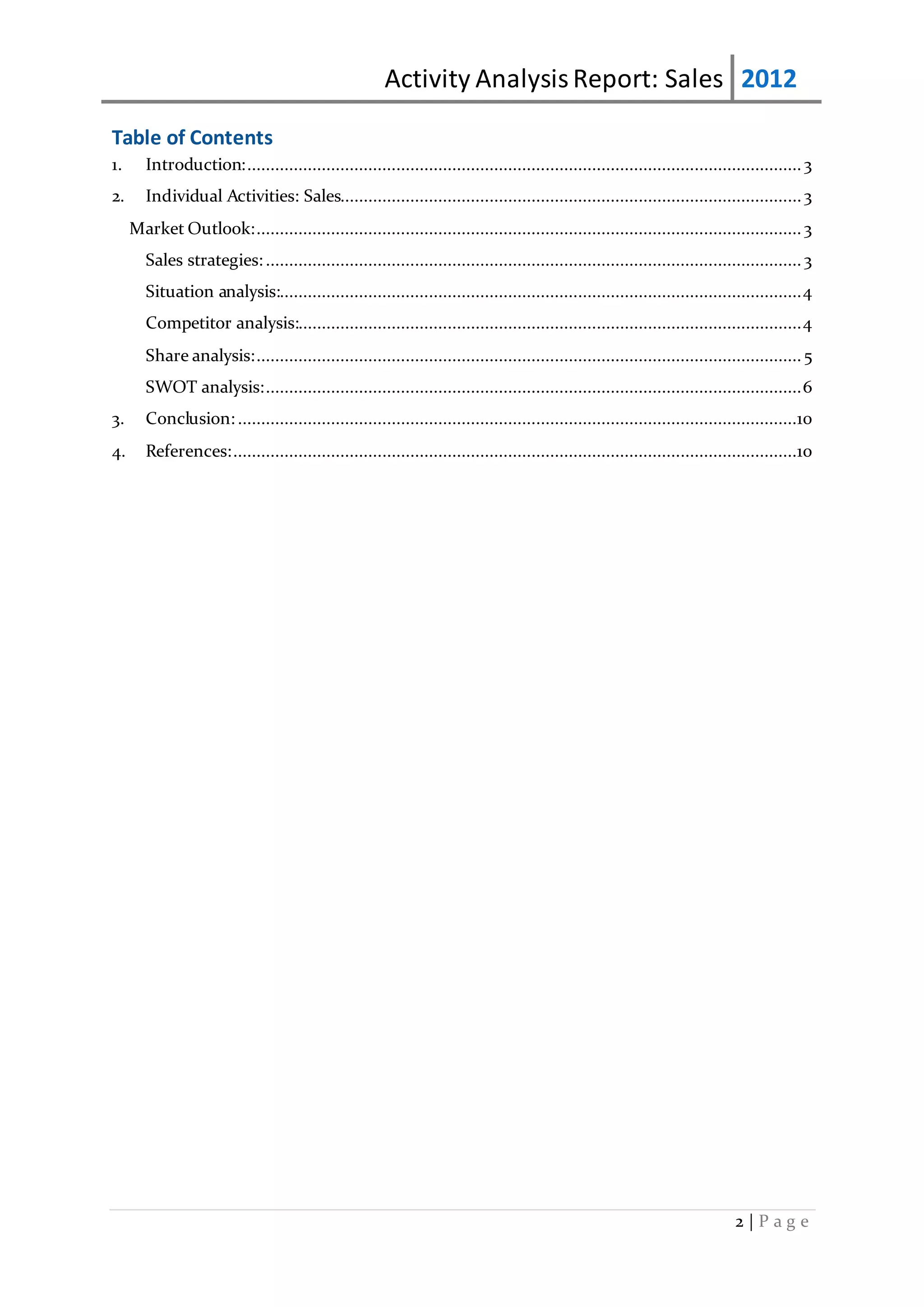 Activity Analysis Report | PDF