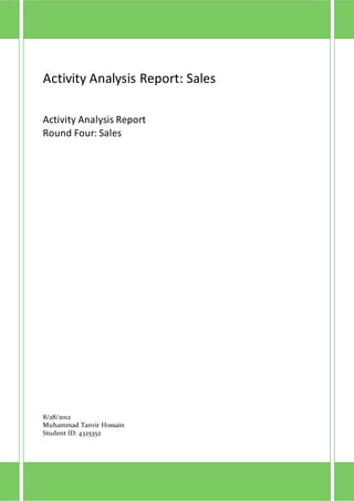 Activity Analysis Report | PDF
