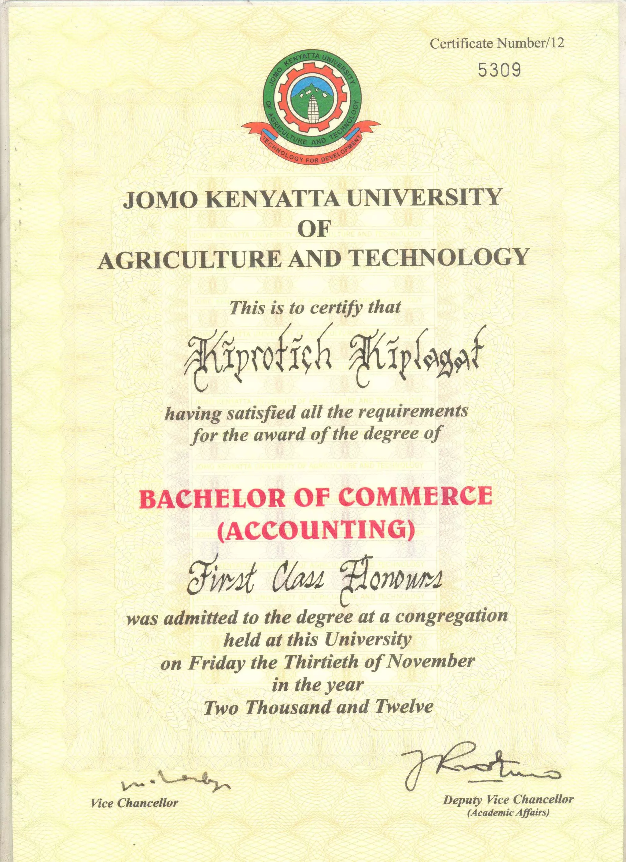 KIPLAGAT BACHELORS | PDF