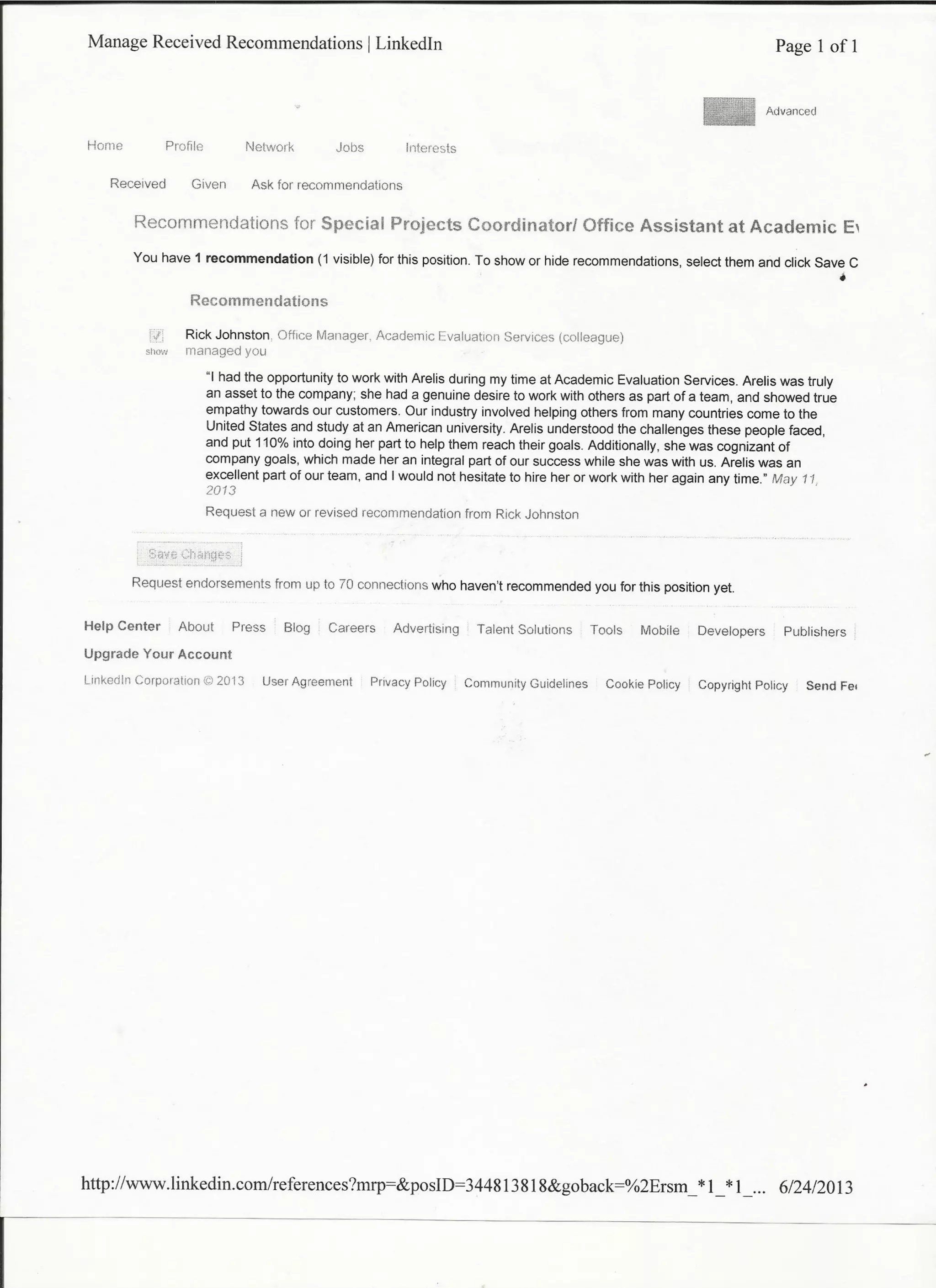 AES-Linkedin Letter Recommendation | PDF