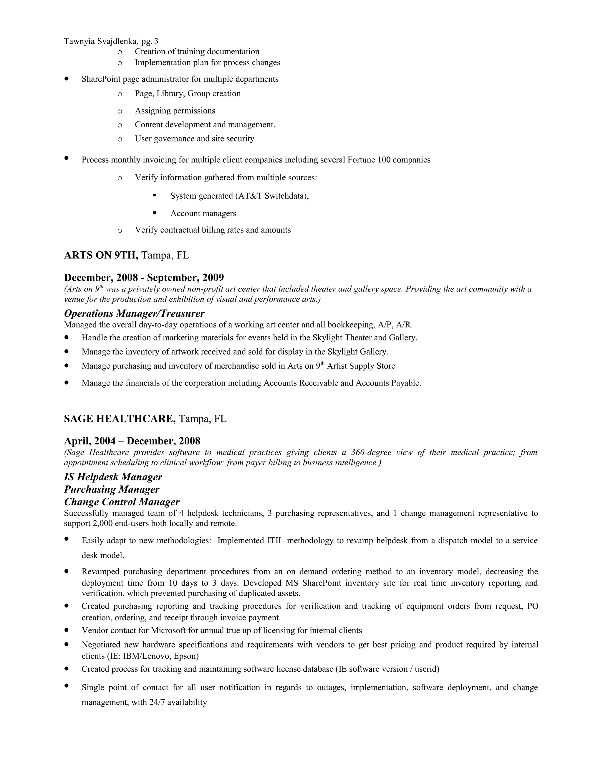 TSvajdlenka Resume1 | DOC | Computer Software and Applications | Computing