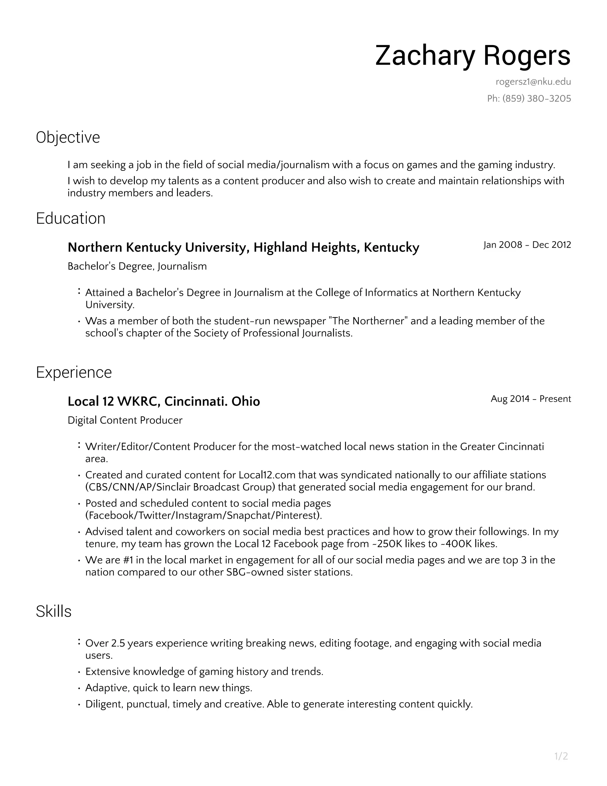 Rogers resume 2016 | PDF