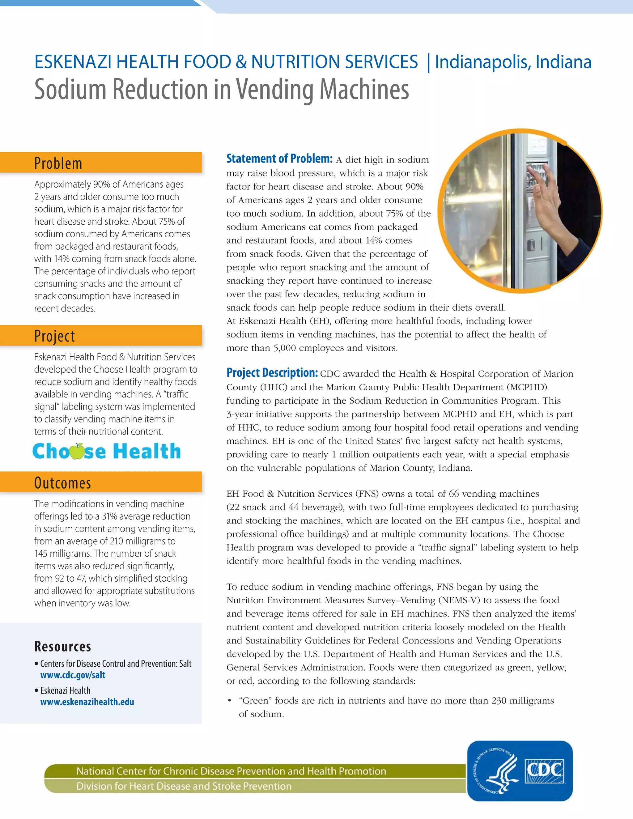 Sodium Reduction in Vending Machines - Eskenazi Health | PDF