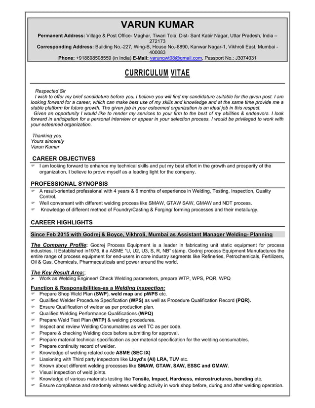 varun kumar resume | PDF