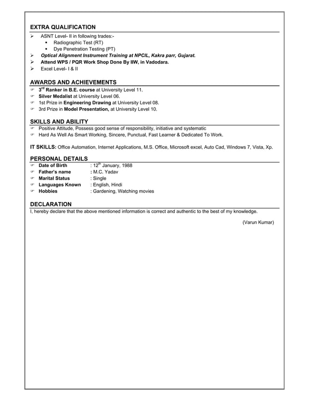 varun kumar resume | PDF
