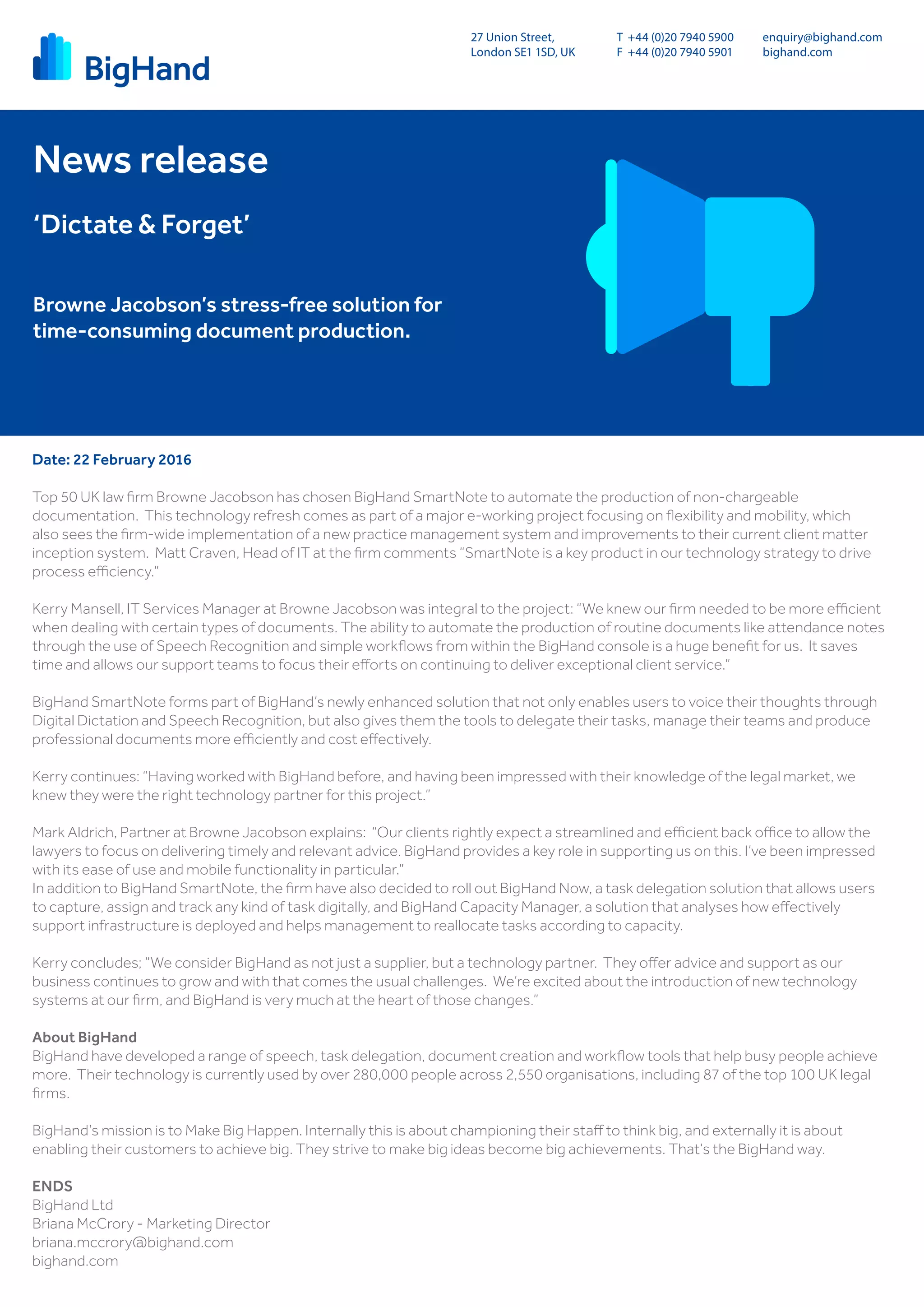 DIGITAL Browne Jacobson Press Release | PDF