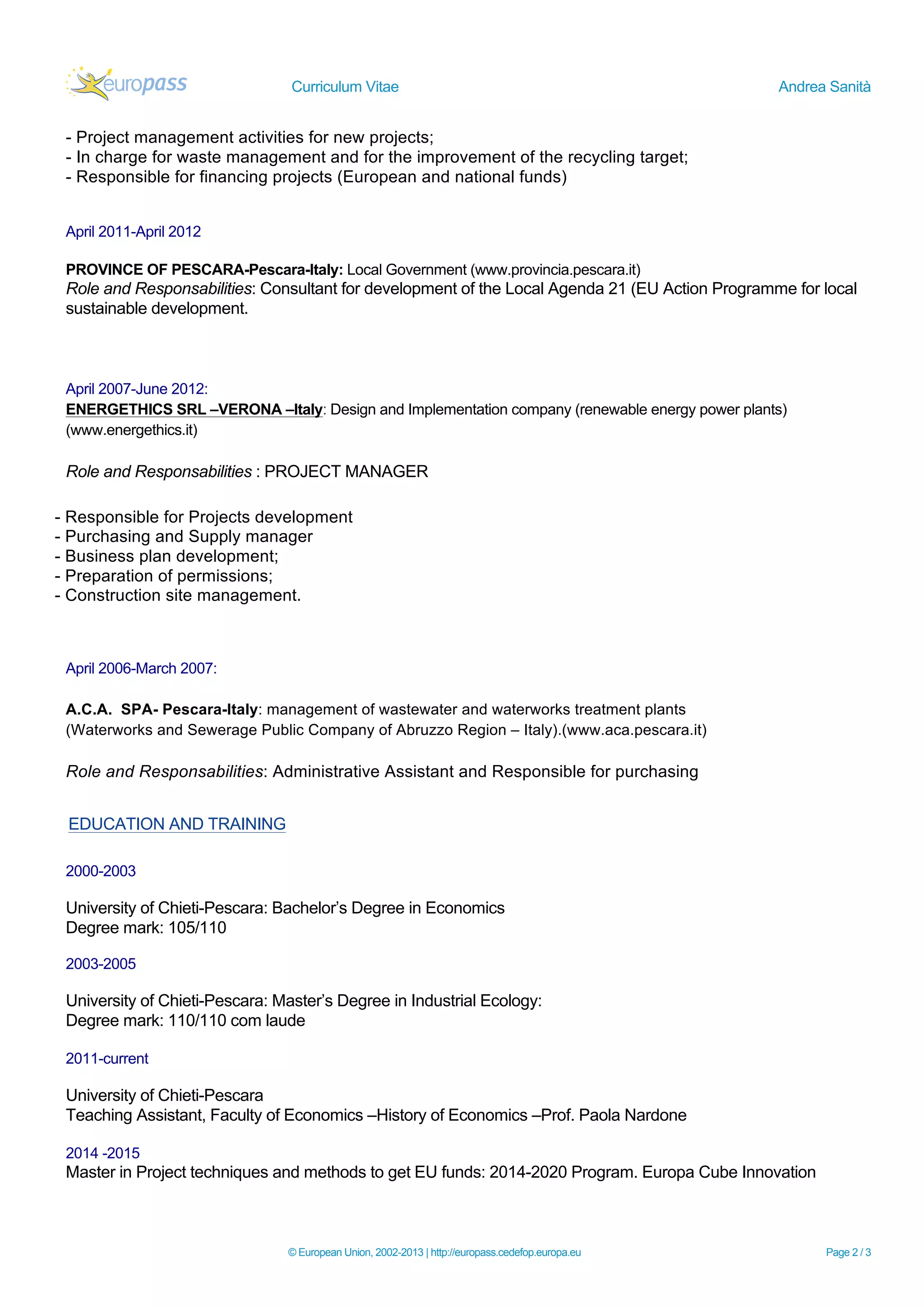 Andrea Sanità CV | PDF