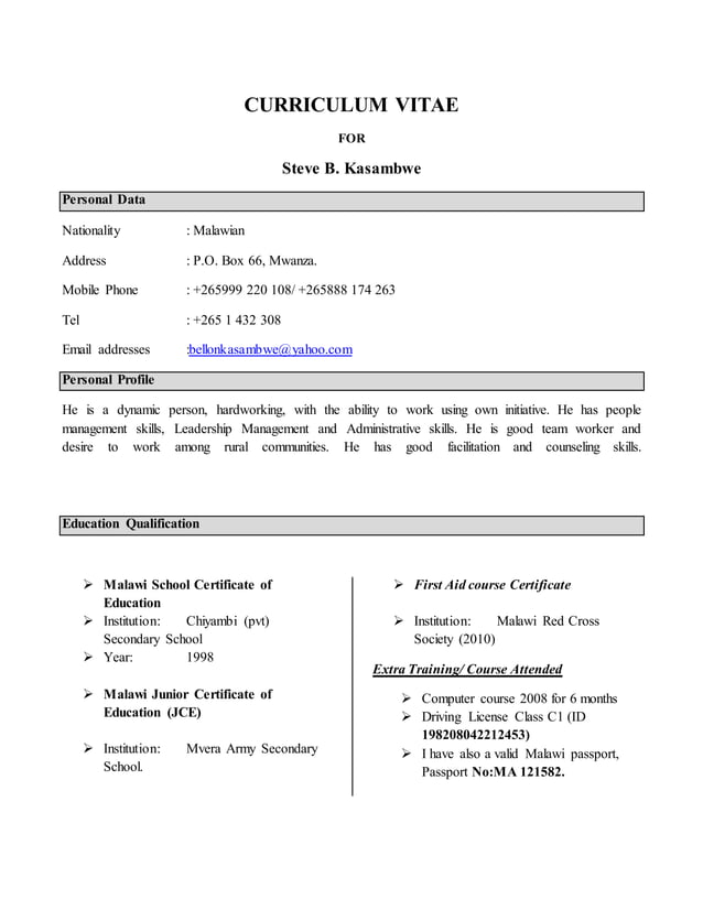 CV for blessings | PDF