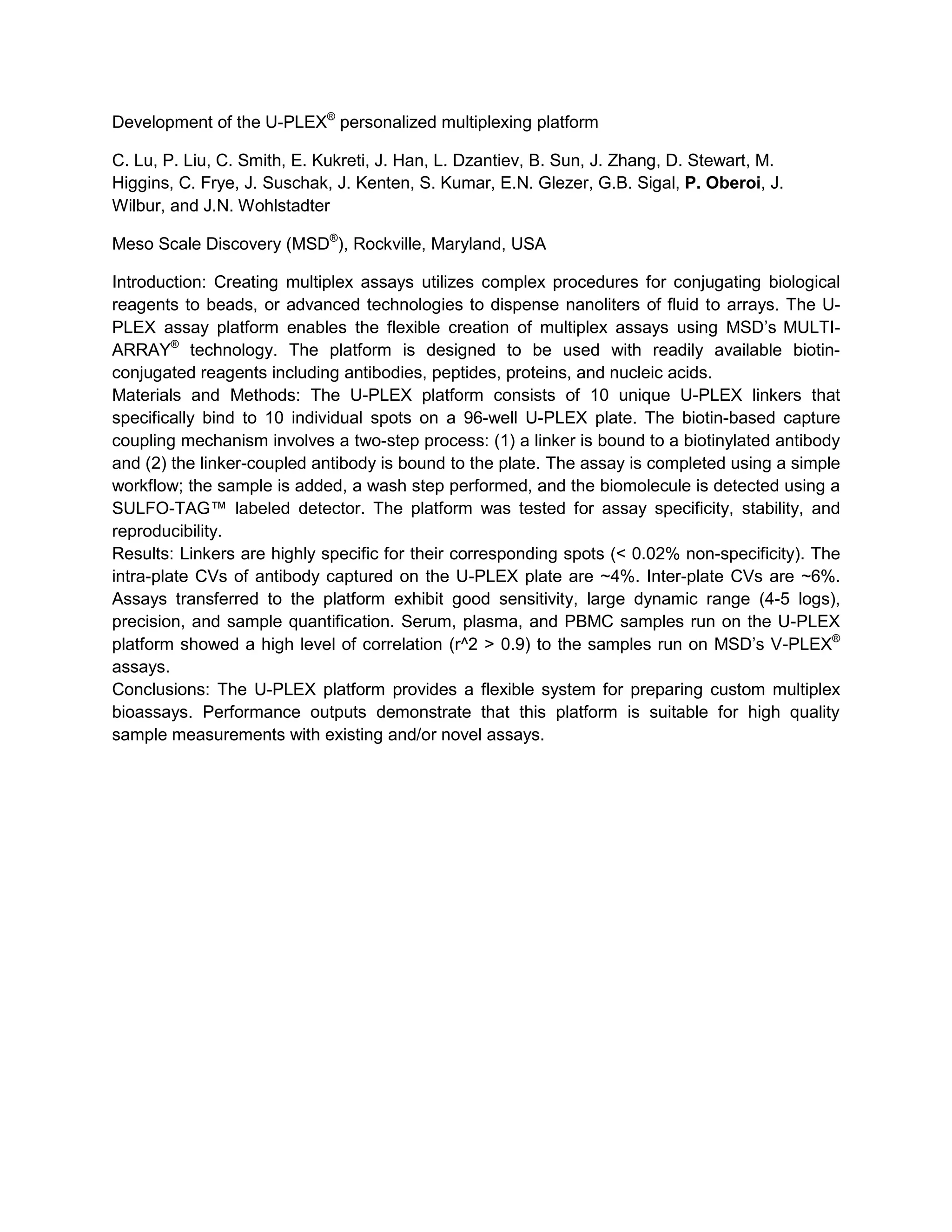 ECI_Lu_U-PLEX Development | PDF | Chemistry | Science