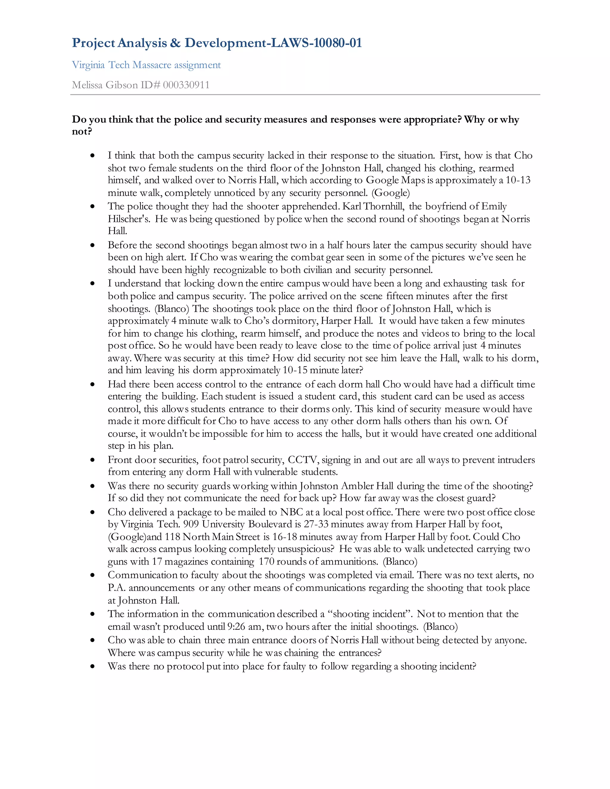Virginia Tech Massacre Assignment | DOCX