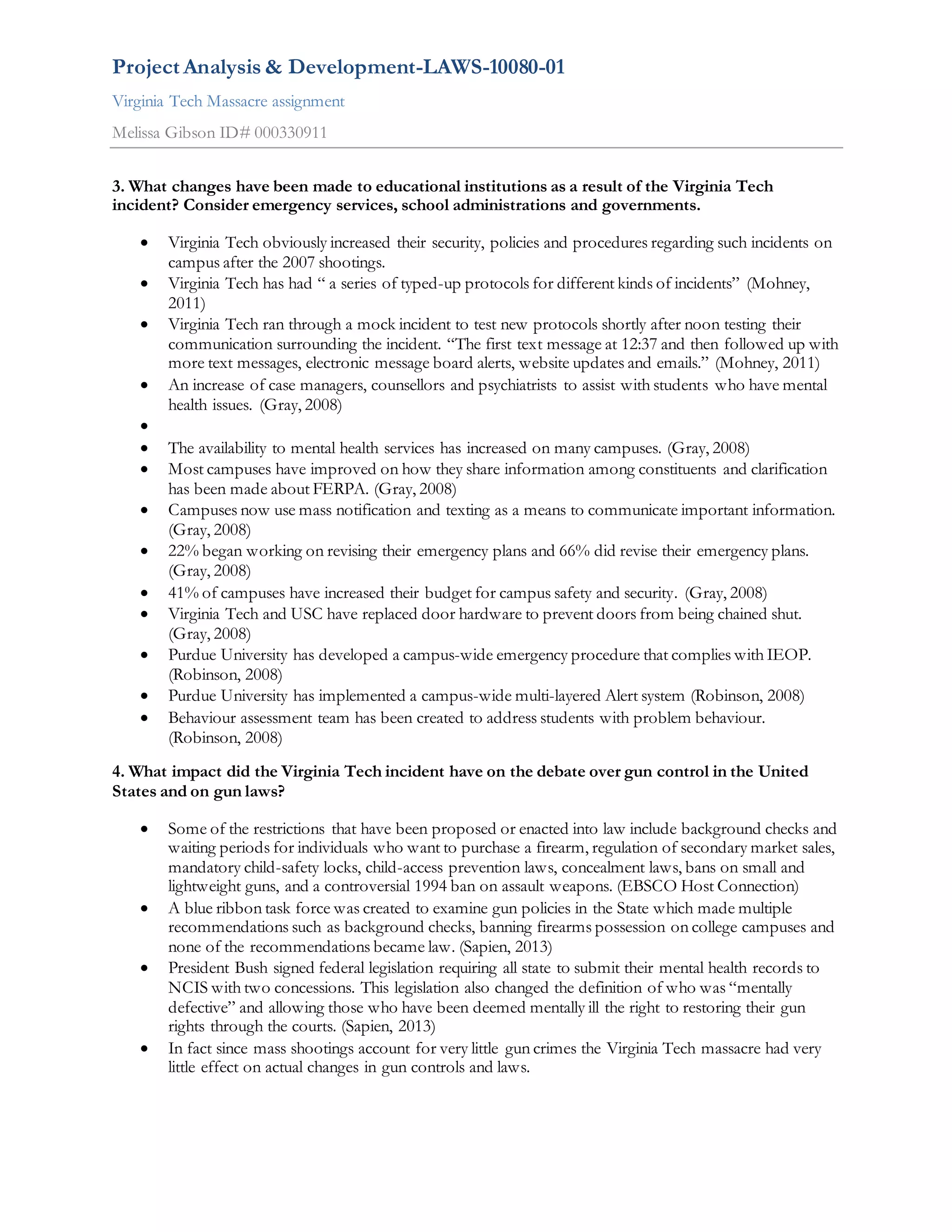 Virginia Tech Massacre Assignment | DOCX