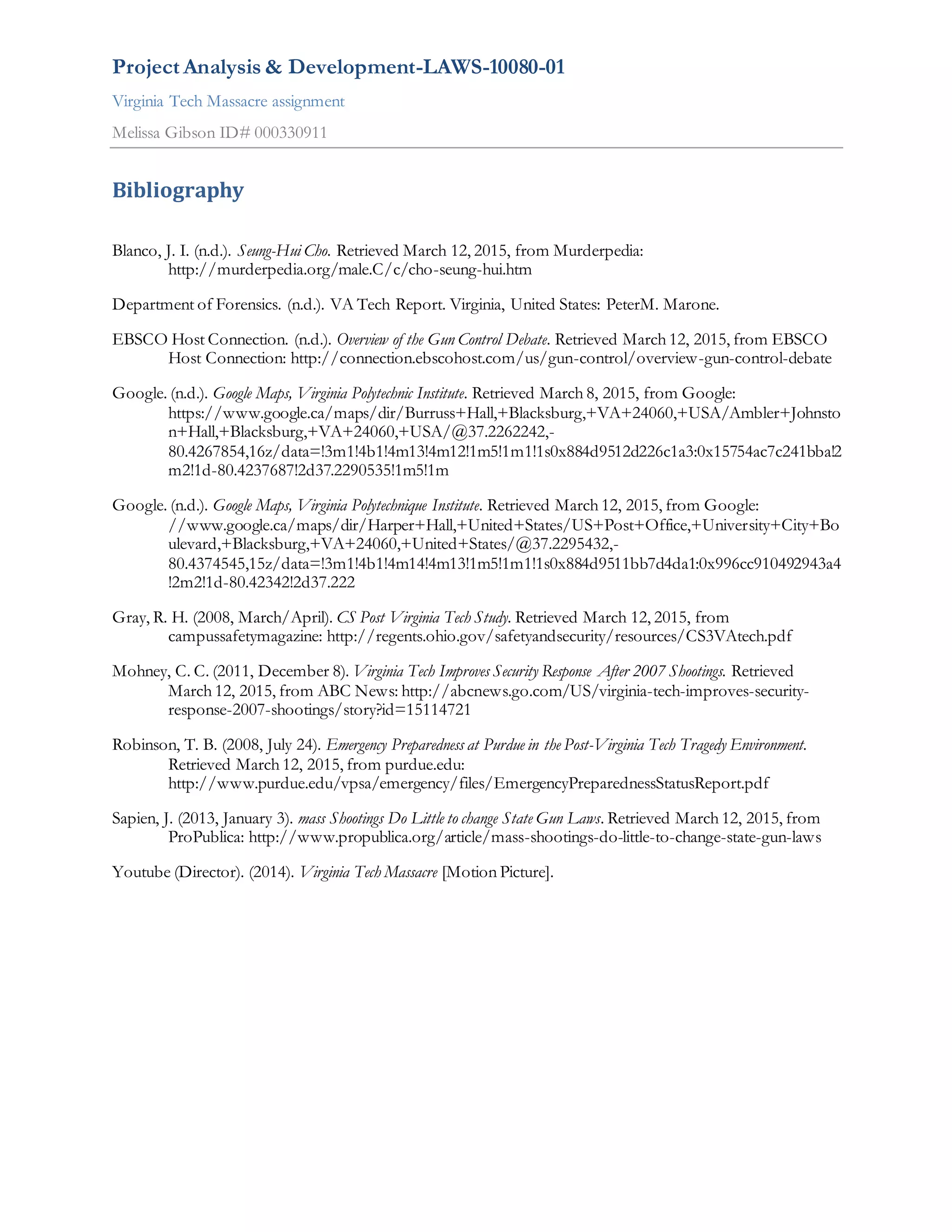 Virginia Tech Massacre Assignment | DOCX