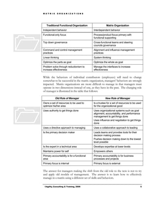 Agility Consulting -- Matrix Organizations | PDF